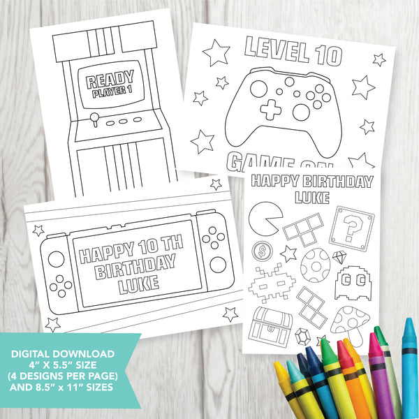 Editable Video Game Coloring Party Favors – Partyinapinch