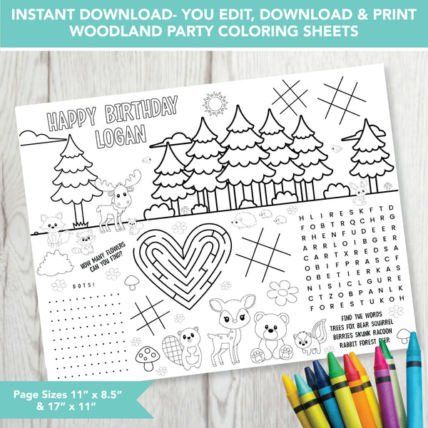 Editable Woodland Party Sheet| Download – Partyinapinch