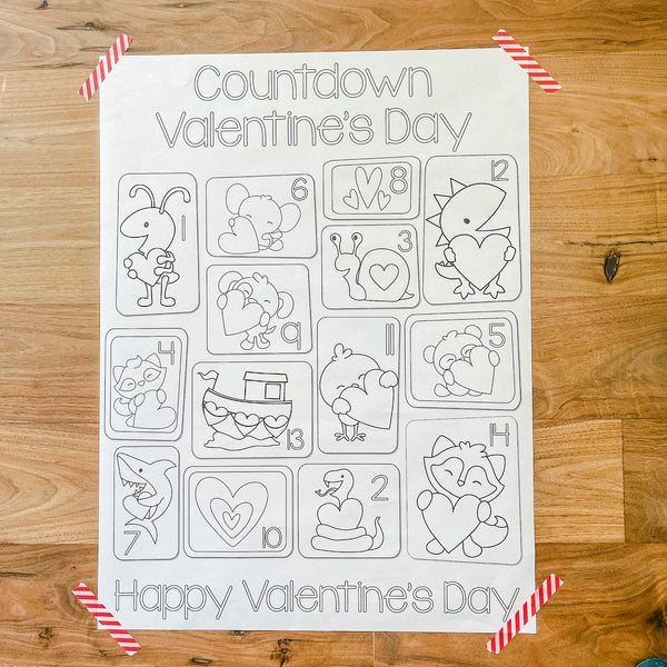 Valentines Coloring Countdown Poster – Partyinapinch