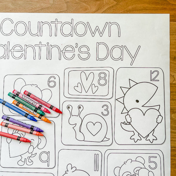 Valentines Coloring Countdown Poster – Partyinapinch