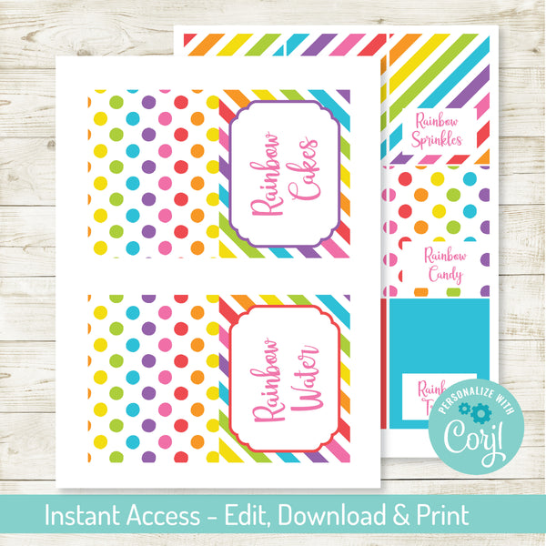 RAINBOW FOOD LABELS| RAINBOW PARTY – Partyinapinch