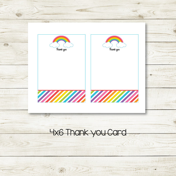 RAINBOW 4X6 THANK YOU CARD| RAINBOW PARTY – Partyinapinch