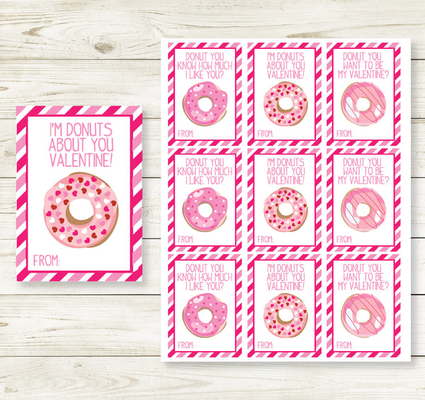 DONUT LOVE VALENTINE'S DAY PRINTABLE CARDS – Partyinapinch