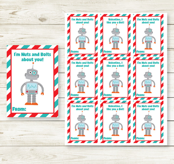 ROBOT VALENTINE'S DAY PRINTABLE CARDS – Partyinapinch