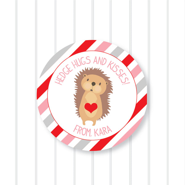 "Hedge Hug and Kisses" Valentine's Day Favor Sticker Set 2.5"| Persona ...