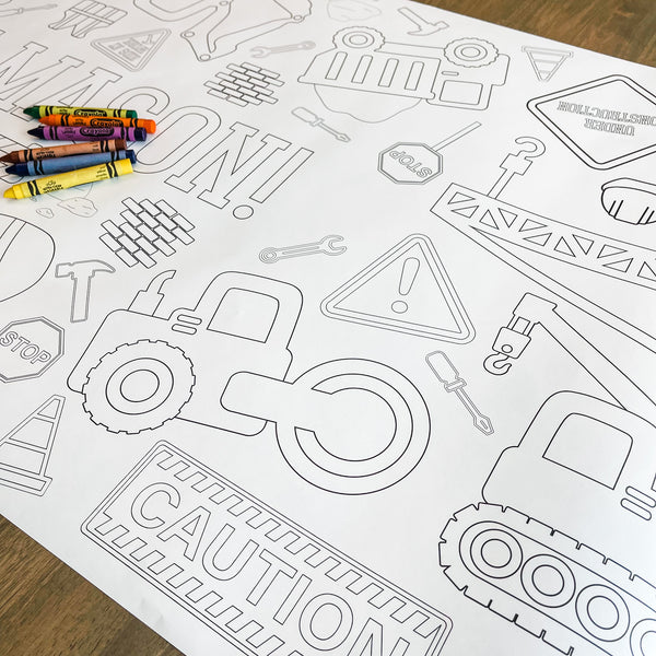 Construction Coloring Table Runner – Partyinapinch