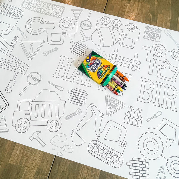 Construction Coloring Table Runner – Partyinapinch