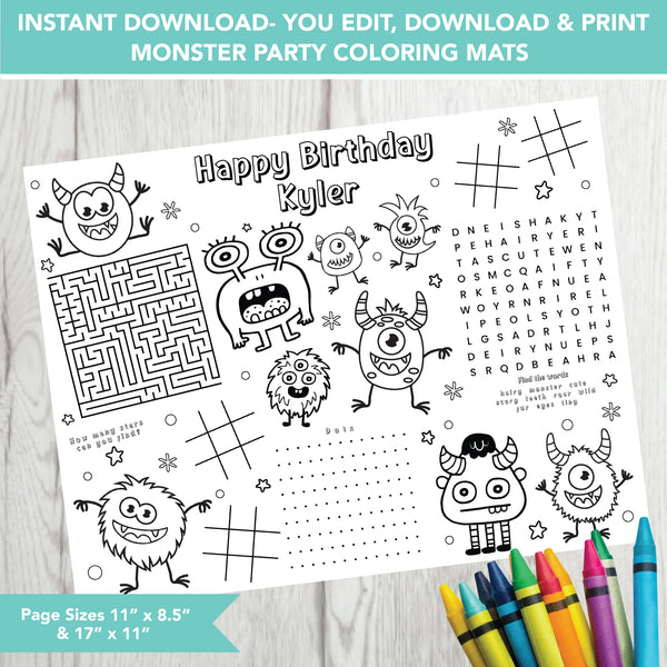 Editable Monster Party Sheet| Download – Partyinapinch