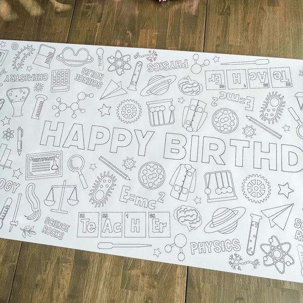 Science Coloring Table Runner| Science Party – Partyinapinch