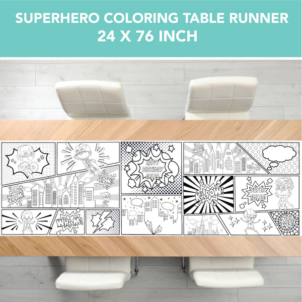 Superhero Coloring Table Runner – Partyinapinch