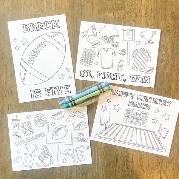 Personalized Football Coloring Party Favor| Football Party – Partyinapinch