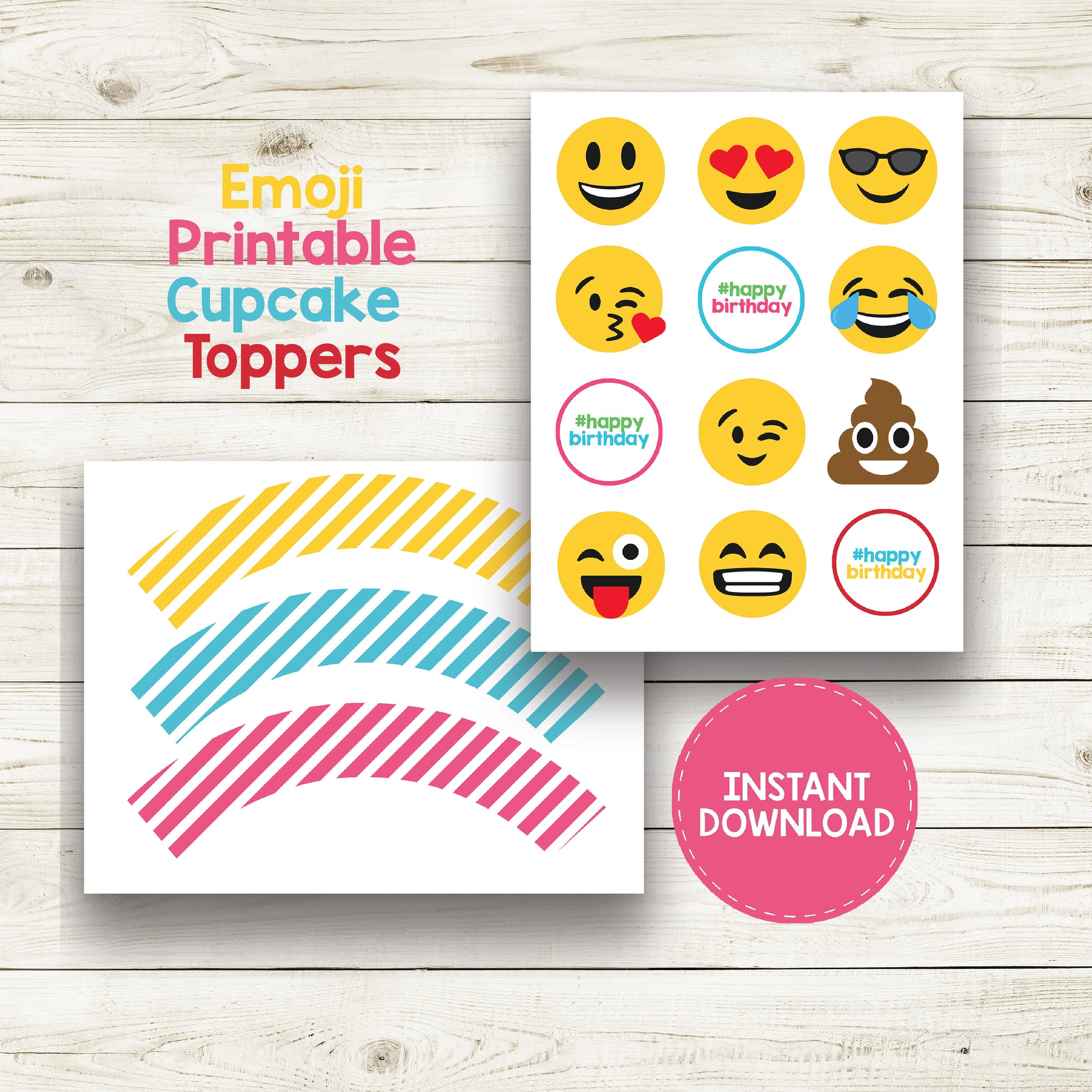 Emoji Cupcake Toppers Printable Big Dot Of Happiness Party 'Til You're