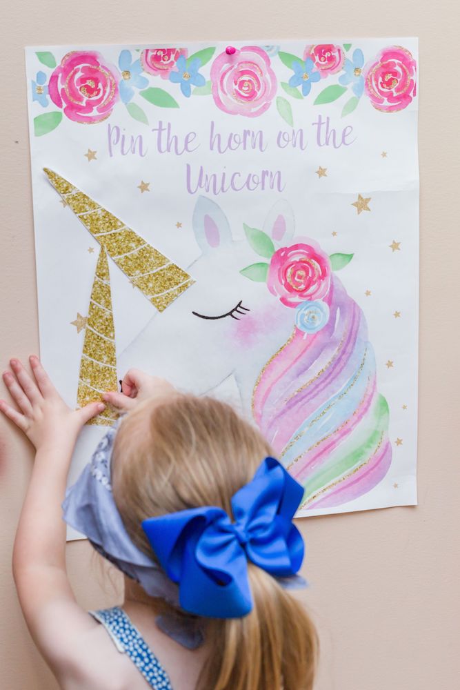 UNICORN PARTY GAME PRINTABLE| UNICORN PIN THE HORN| UNICORN PARTY ...