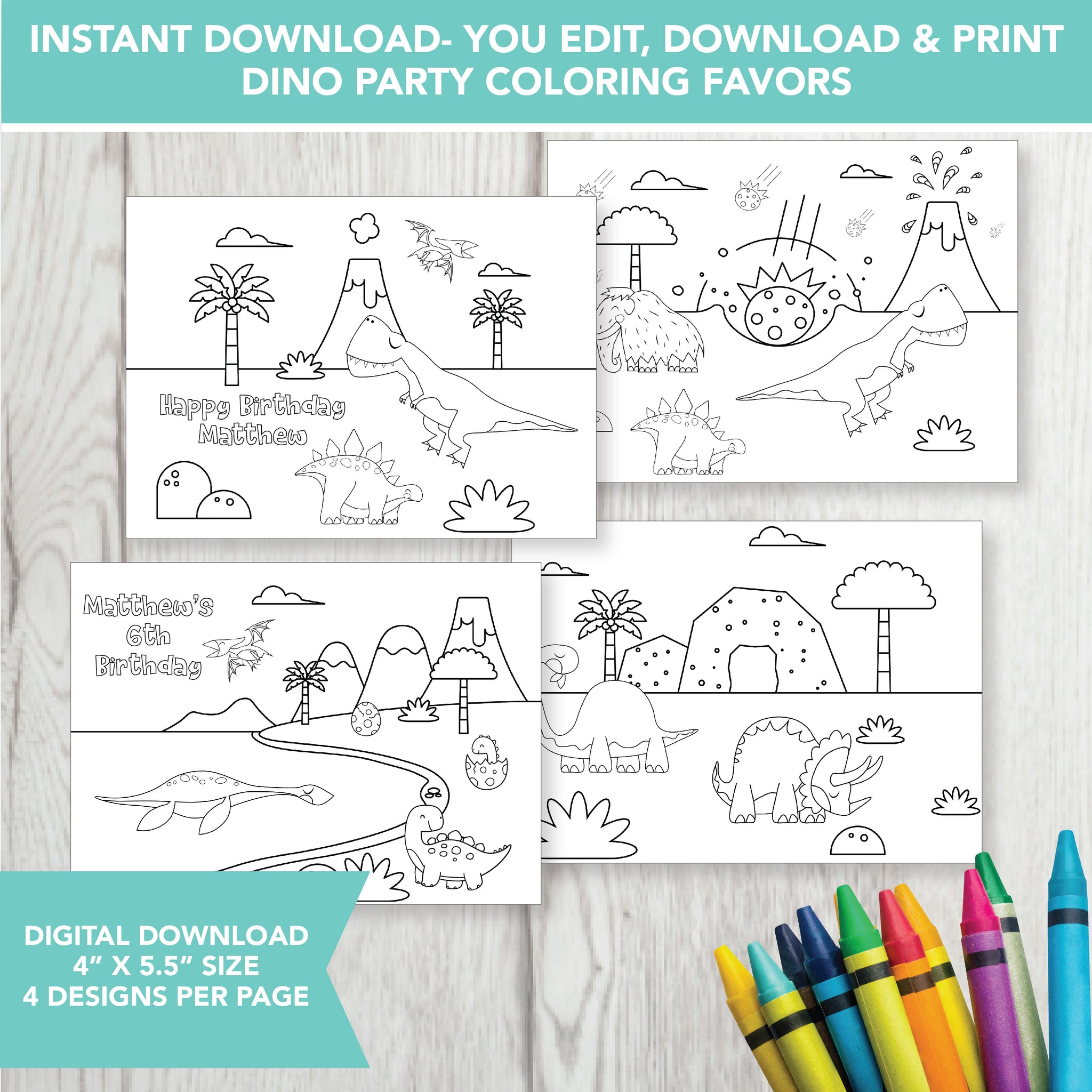 dinosaur birthday party coloring pages