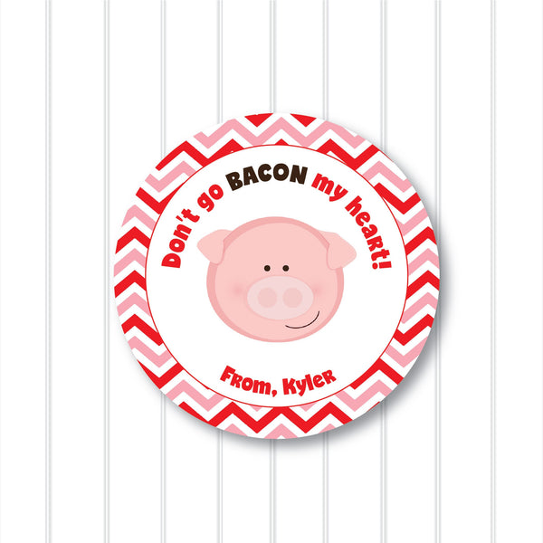Valentine Bacon Stickers, Personalized Valentine Stickers, Valentine F ...