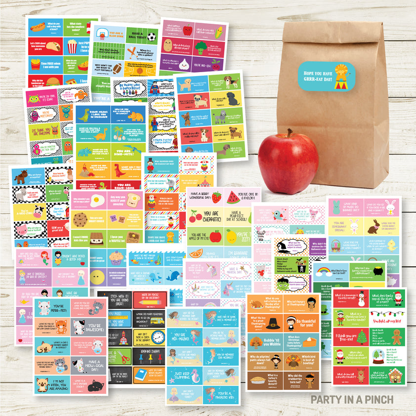 Mega Pack Lunchbox Sticker Sheets| Lunch Notes| Set of 24 – Partyinapinch